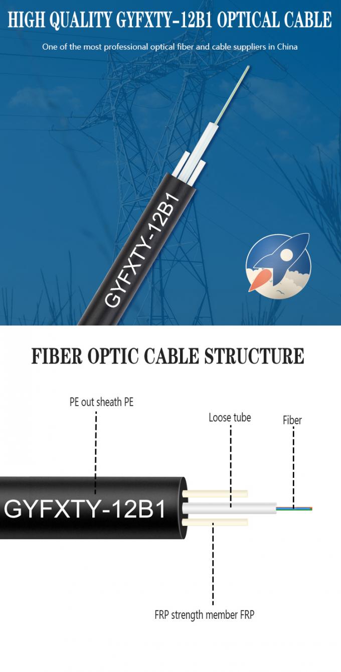 12 core Aerial Microduct Fiber Cable GYFXTY FRP Strength Member