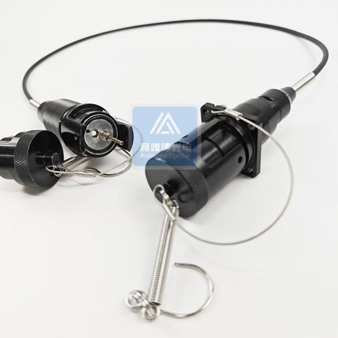 4 Core 5.0mm Spiral Armored Fiber Cable SM Single Mode Black TPU jacket ...