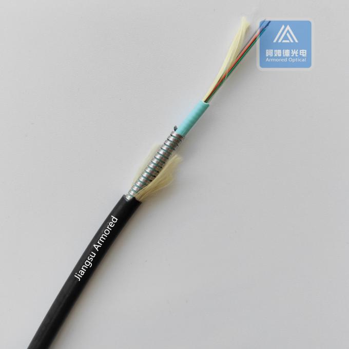 6 Cores Multi Mode Spiral Armored Fiber Cable 6.5mm Black TPU Rodent ...