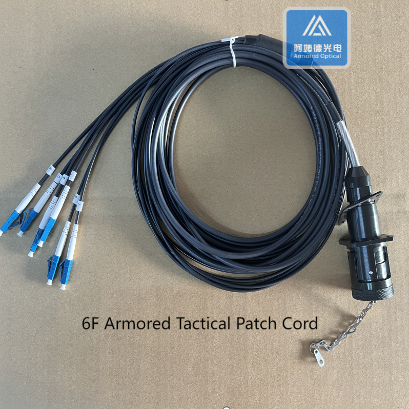 6 Core Armored Fiber Patch Cable Military Jumper LC Tactical Connector ...