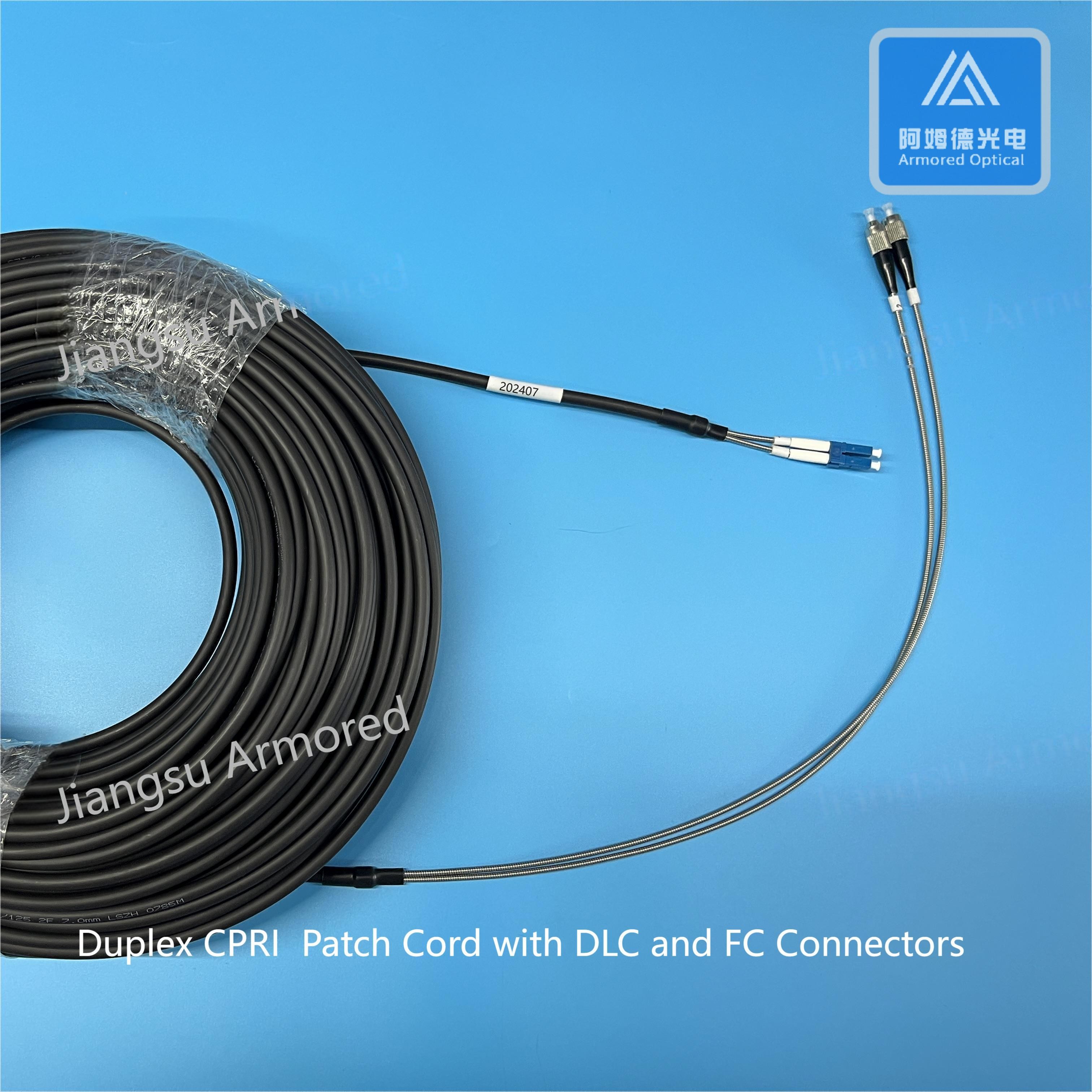 SM Armored FTTA Patch Cord CPRI 7.0mm Black DLC FC Armored Fibre Optic ...