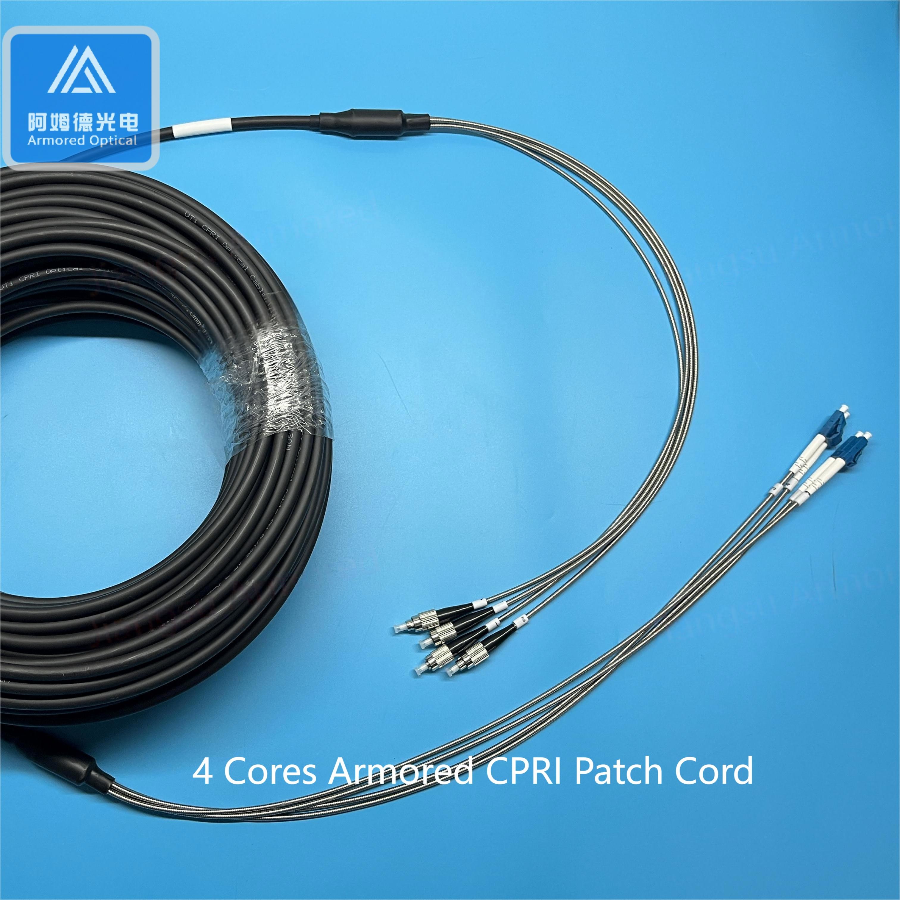 4 Core Single Mode Armored Fiber Jumpers FTTA 7.0mm Black LSZH BBU RRU