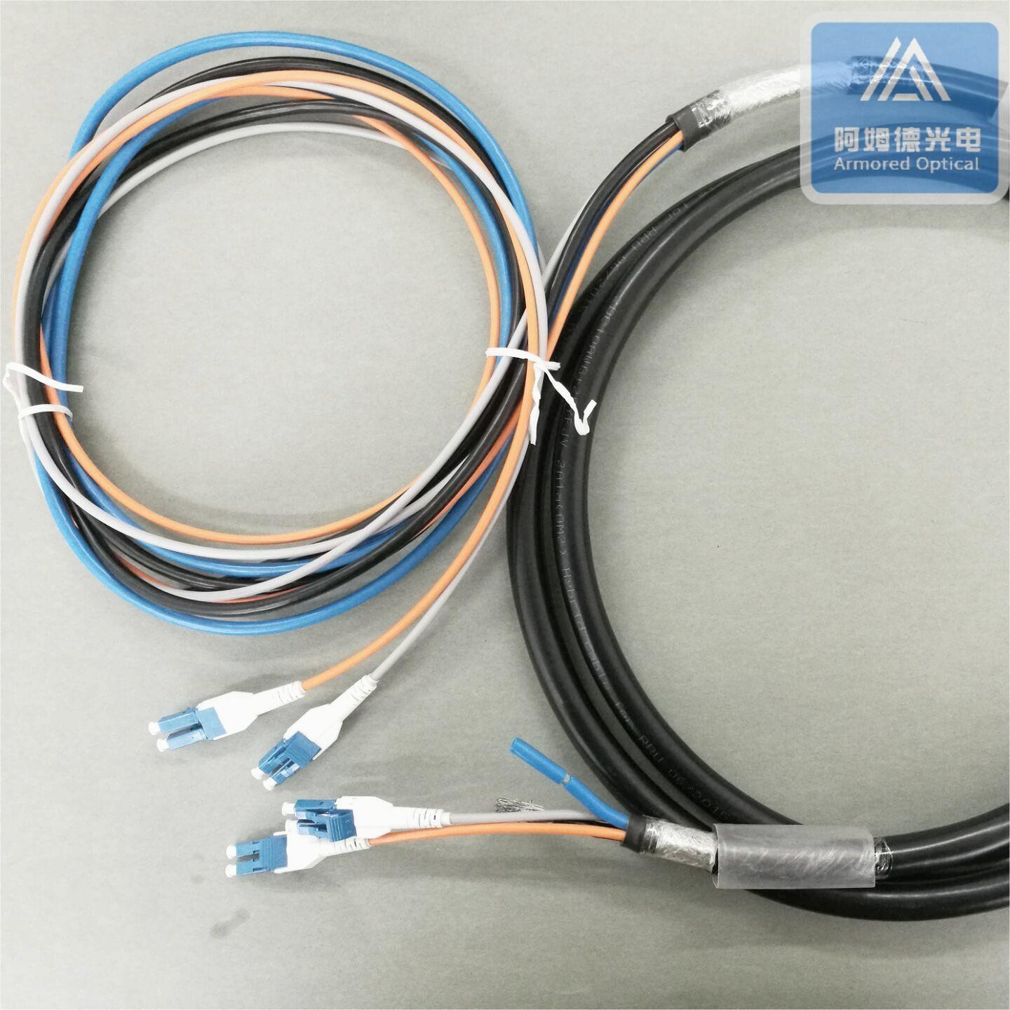 Hybrid Optical Fibers Cable 4 Core SM G657A2 Fiber 2pcs Power Cable