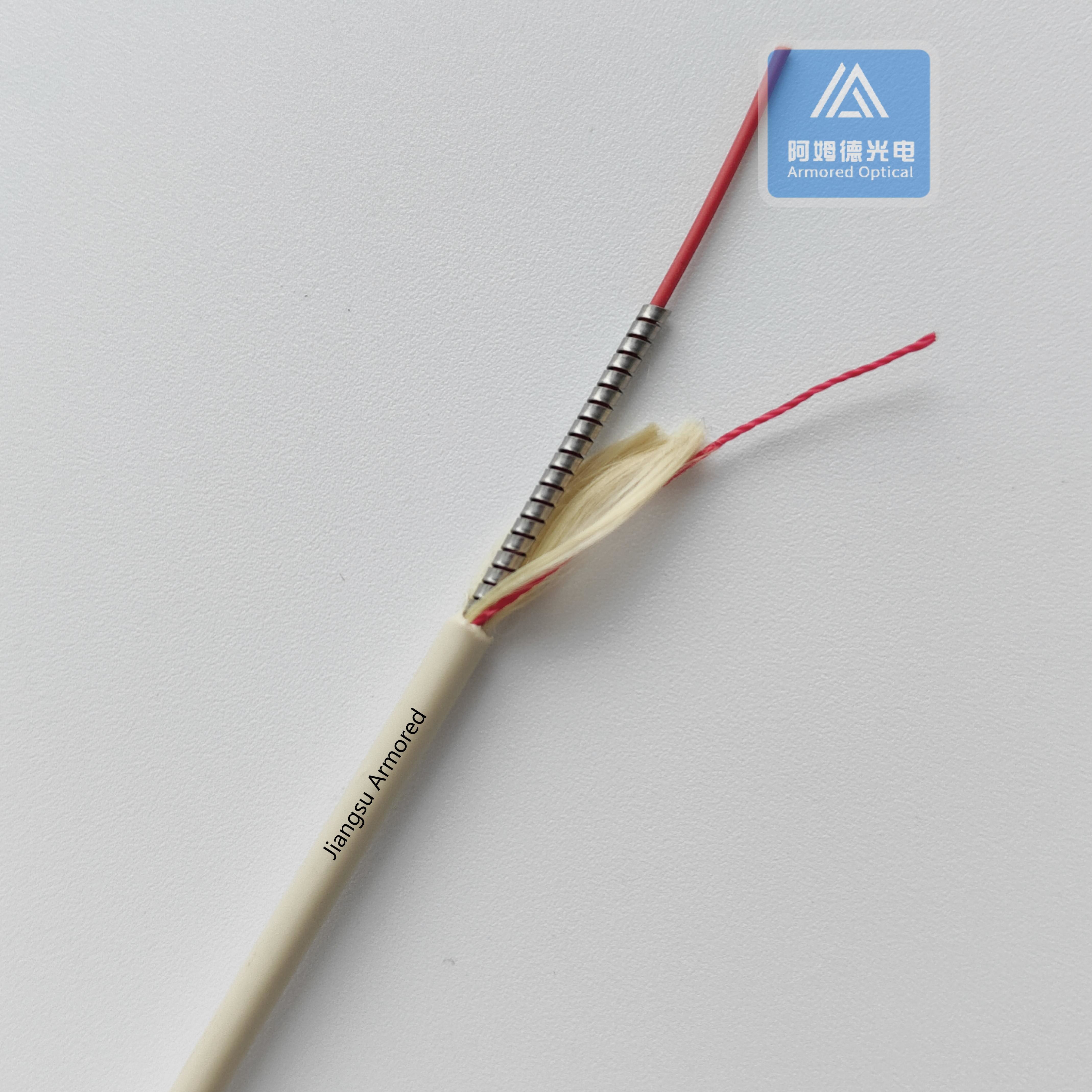 SM Simplex Fiber Optic Cable Spiral Armored 3.0mm Ivory LSZH