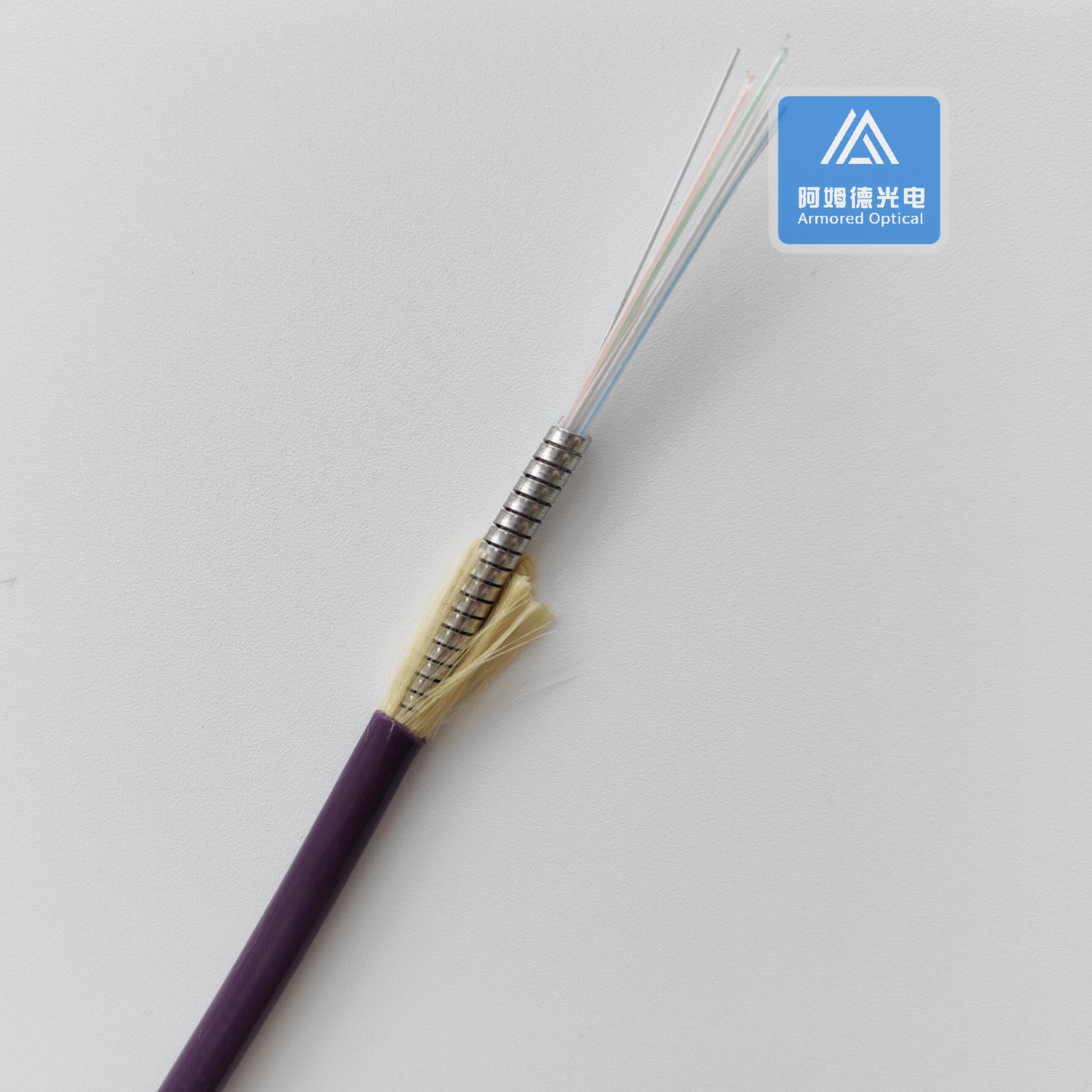 8 Core 8 Core Armoured Fiber Optic Cable Single Mode 6.5mm Purple ETFE ...