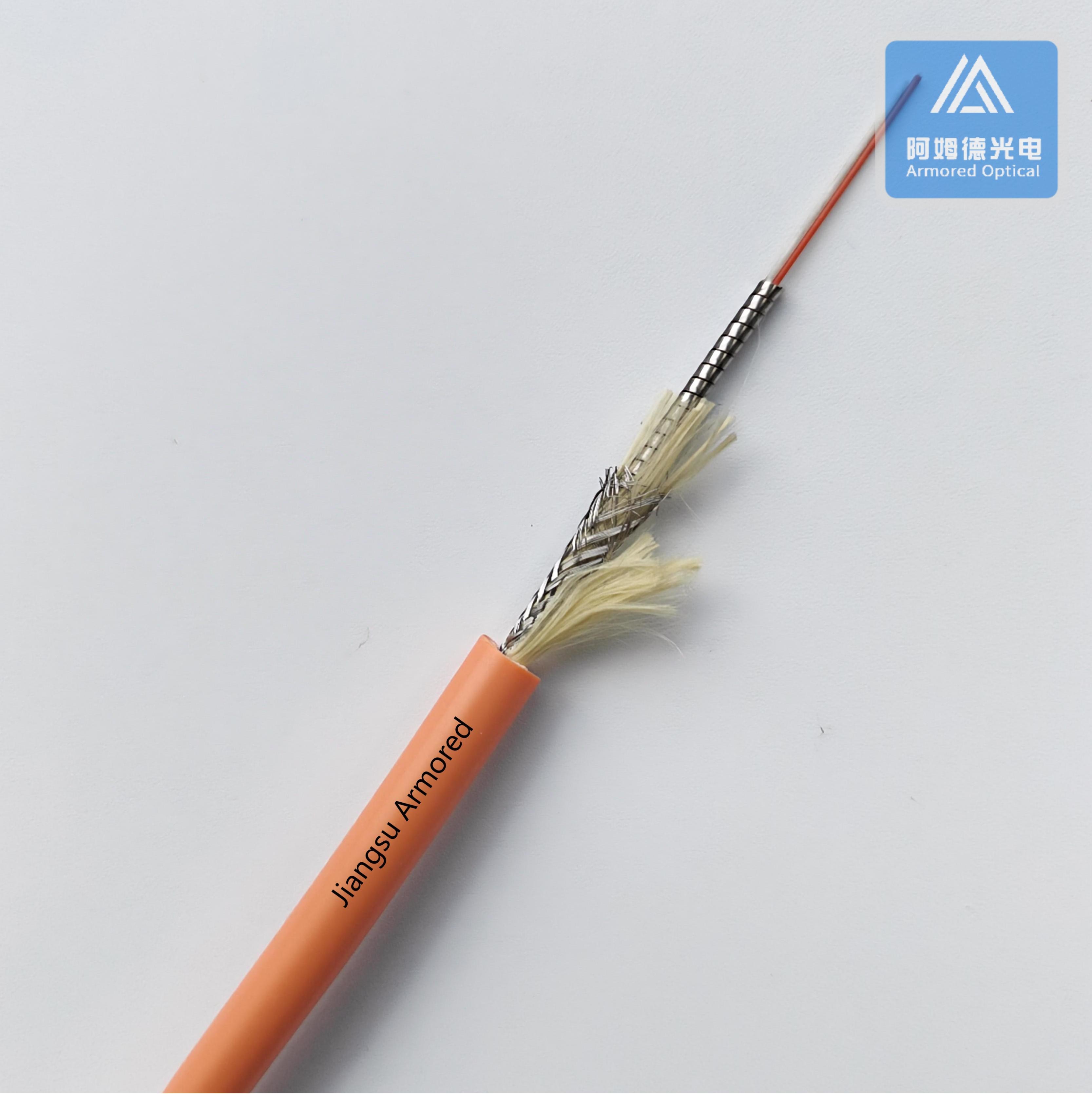 Duplex MM Armoured Fibre Optic Cable Stainless Steel 7.0mm Orange PVC ...