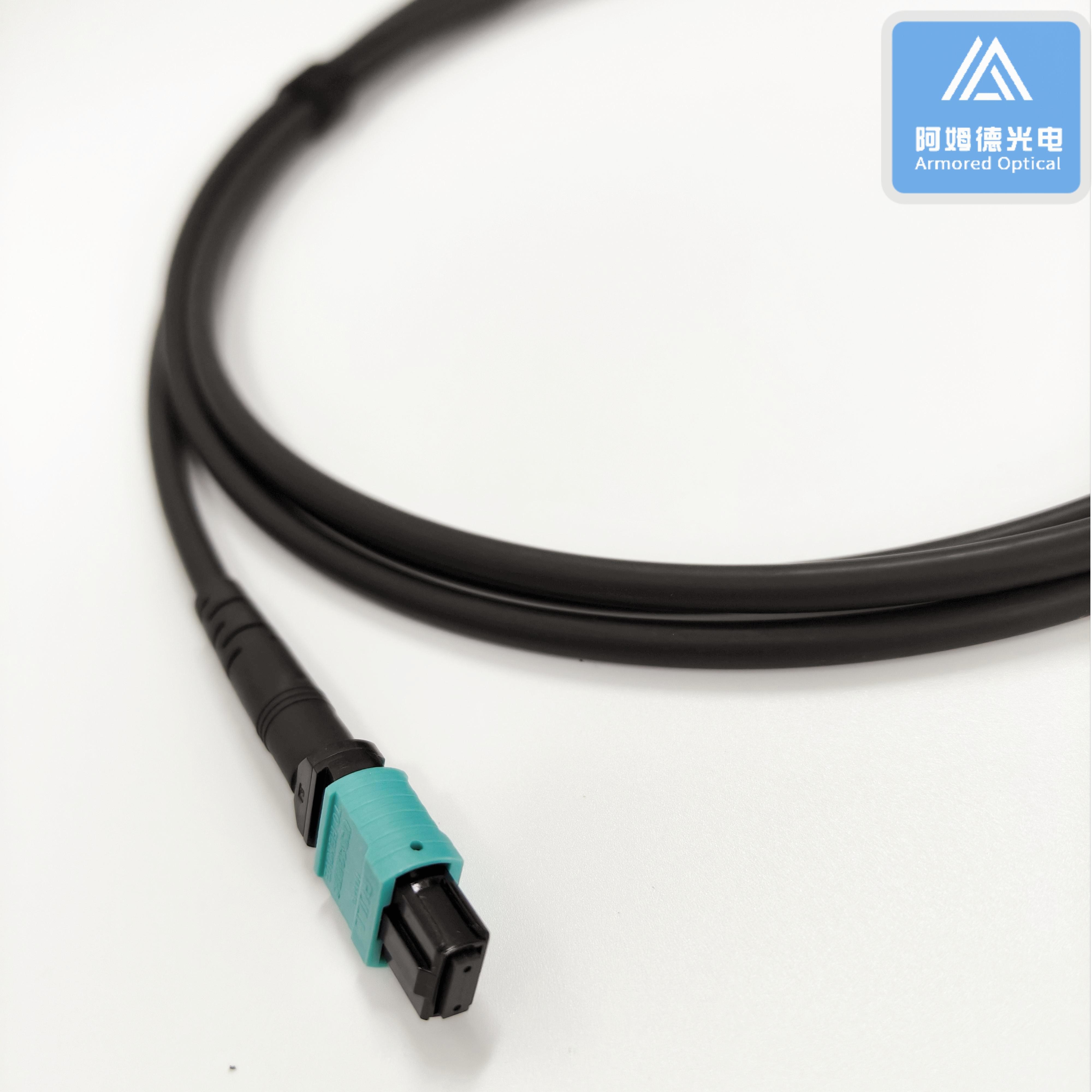 12 Cores Spiral Armored MPO Fiber Patch Cord Housing 5.0mm LSZH Jacket ...